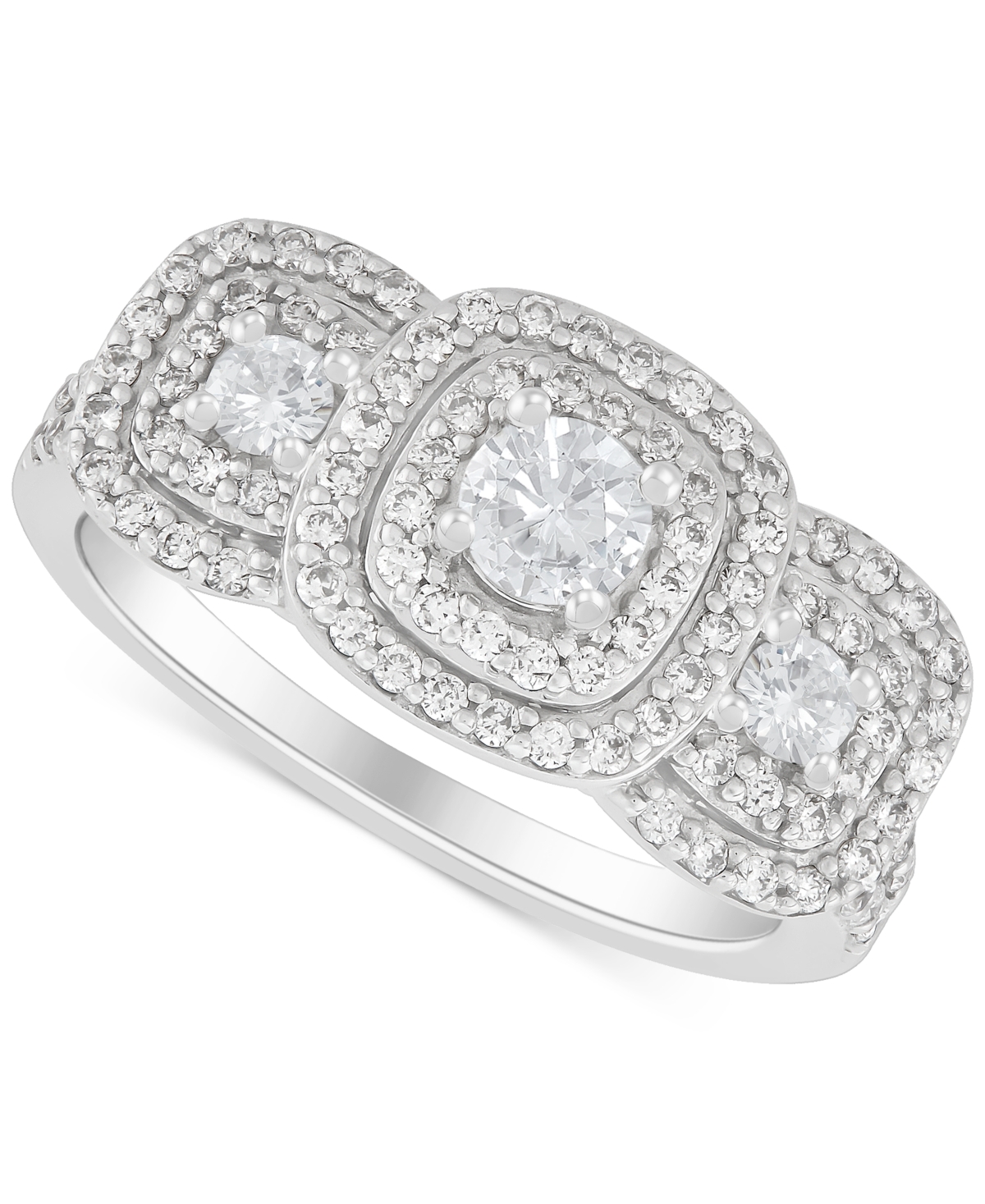 Click here for Diamond Halo Three Stone Ring (1 ct. t.w.) in 14k... prices