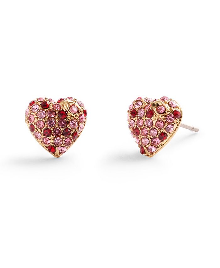 COACH Faux Stone Pave Heart Stud Earrings - Macy's