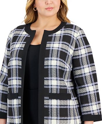 Kasper Plus Size Tweed Open Front Jacket - Macy's