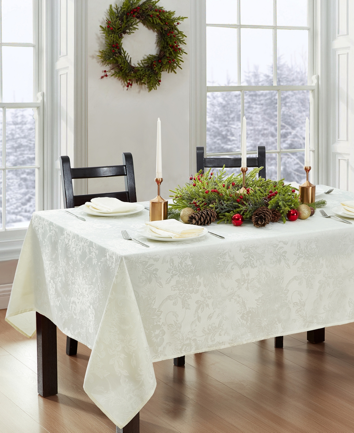 Click here for Elrene Poinsettia Elegance Jacquard Holiday Tablec... prices