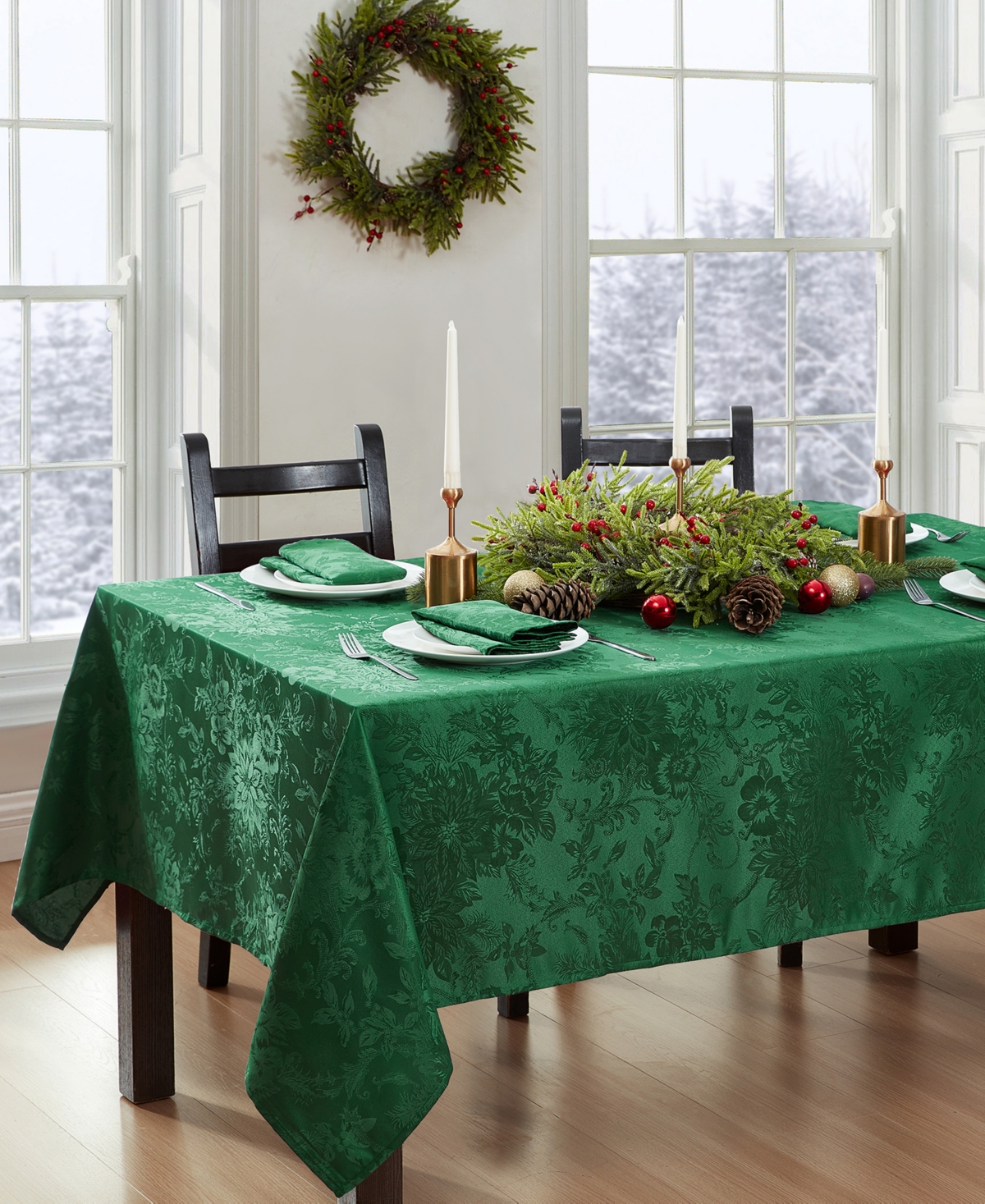 Click here for Elrene Poinsettia Elegance Jacquard Holiday Tablec... prices