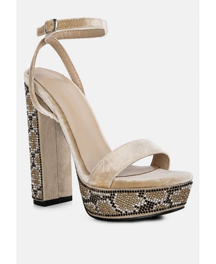 Rag & Co ZIRCON Womens Rhinestone Patterned High Heel Sandals - Macy's