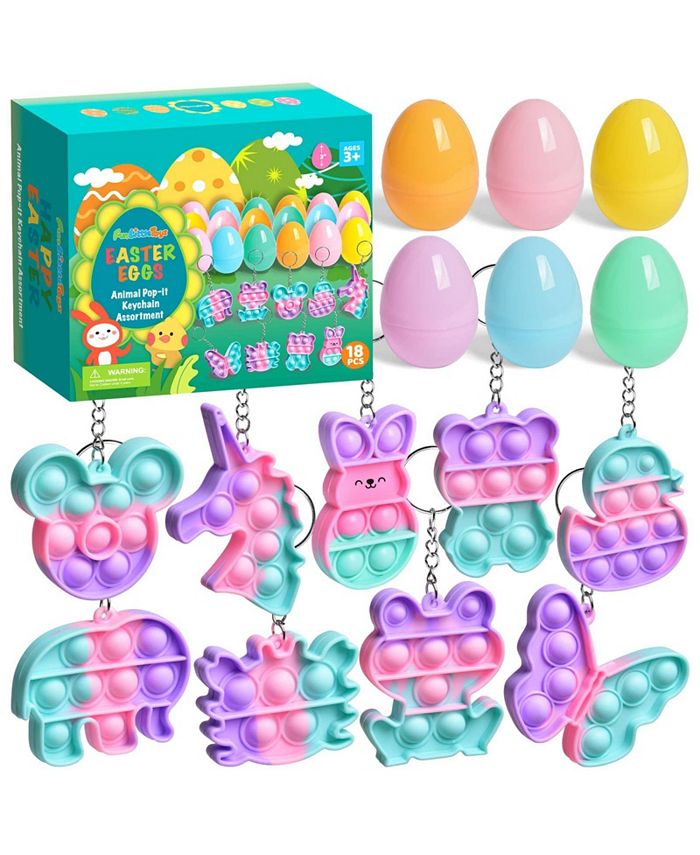 Fun Little Toys Easter Eggs with Fidget Pop Keychain 18pcs - Macy's