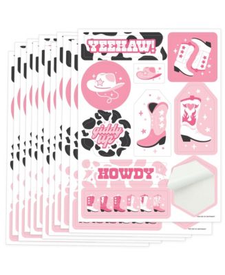 Rodeo Cowgirl - Pink Western Party Favor Sticker Set - 12 Sheets - 120 ...