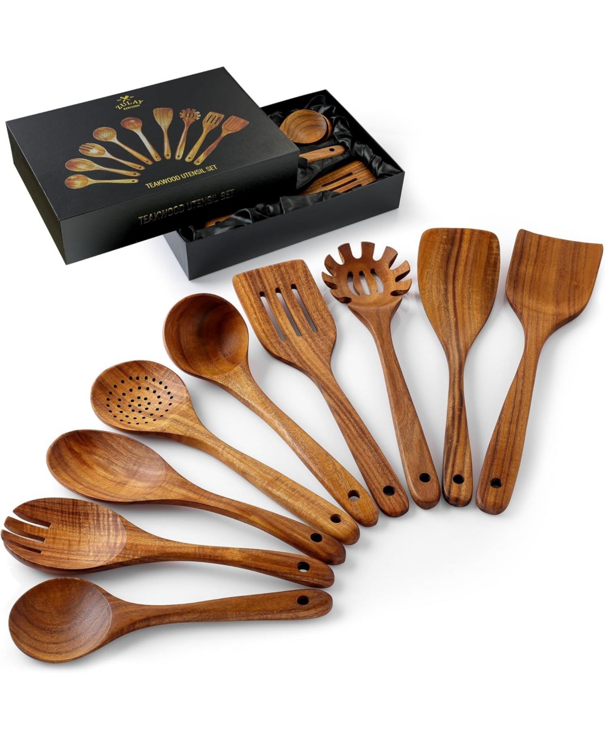 Click here for 9-Piece Teak Wooden Utensils for Cooking with Prem... prices