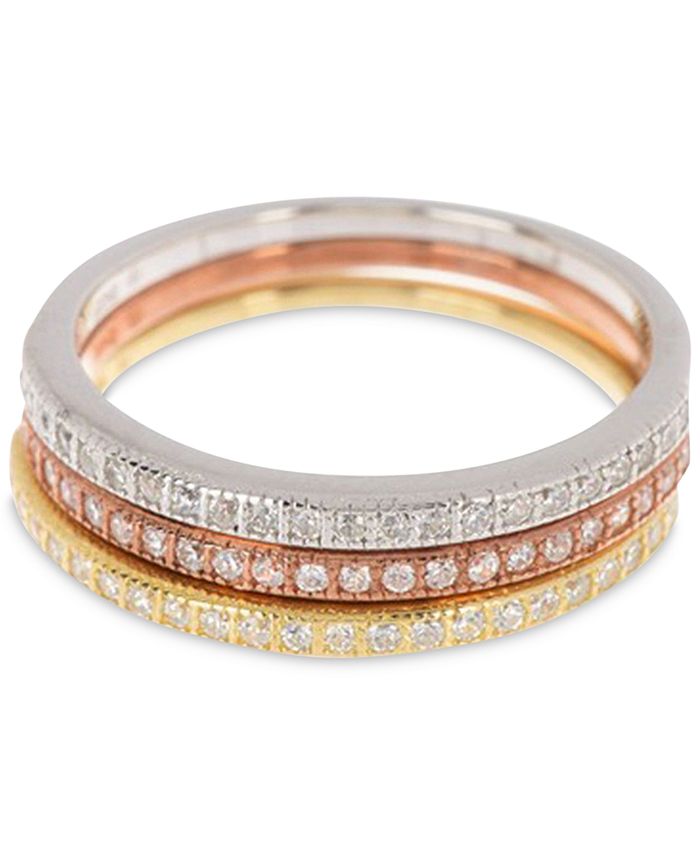 ADORNIA Tri-Tone 3-Pc. Set Half Eternity Band Rings - Macy's
