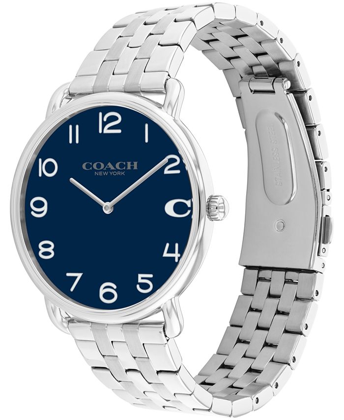 COACH Men's Elliot Silver-Tone Stainless Steel Bracelet Watch 40mm - Macy's