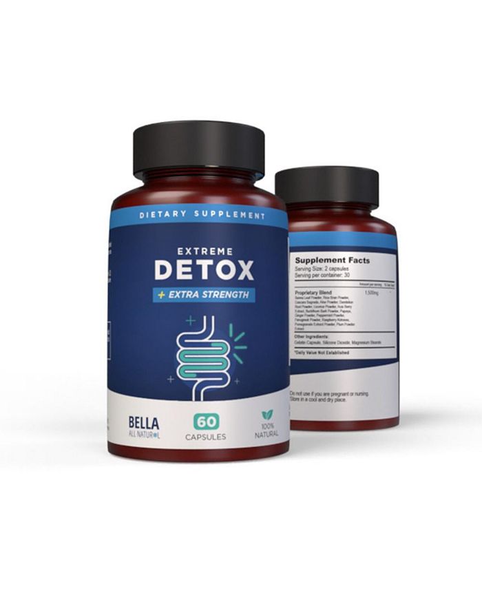 Bella All Natural Extreme Detox Capsules-Natural Cleanse-60 Capsules ...