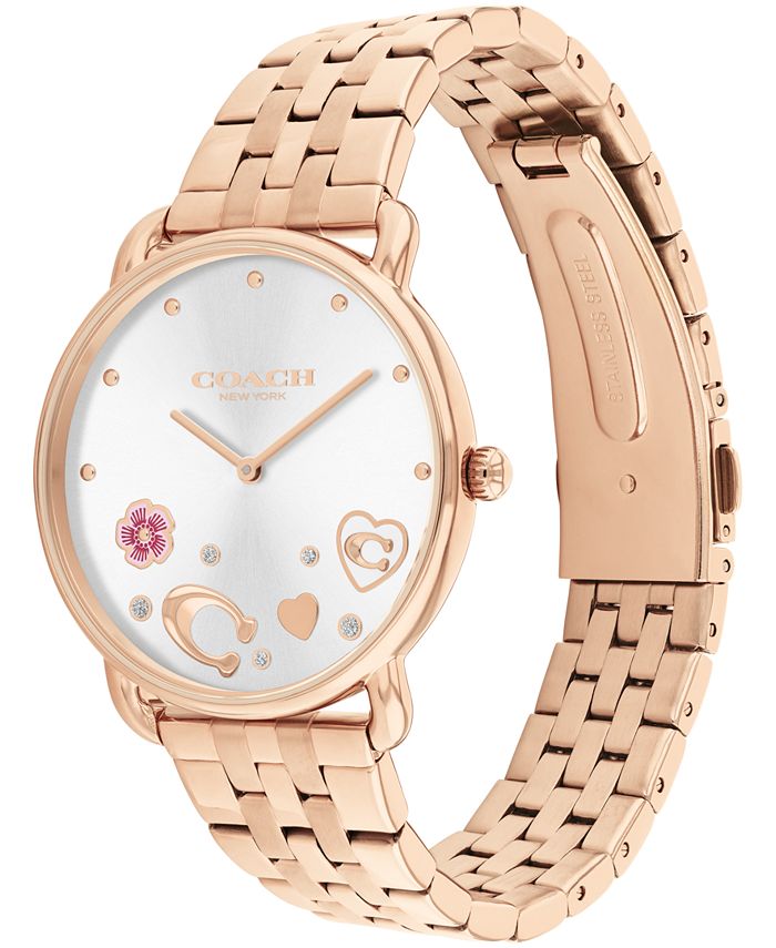 COACH Women's Elliot Rose Gold-Tone Stainless Steel Bracelet Watch 36mm ...