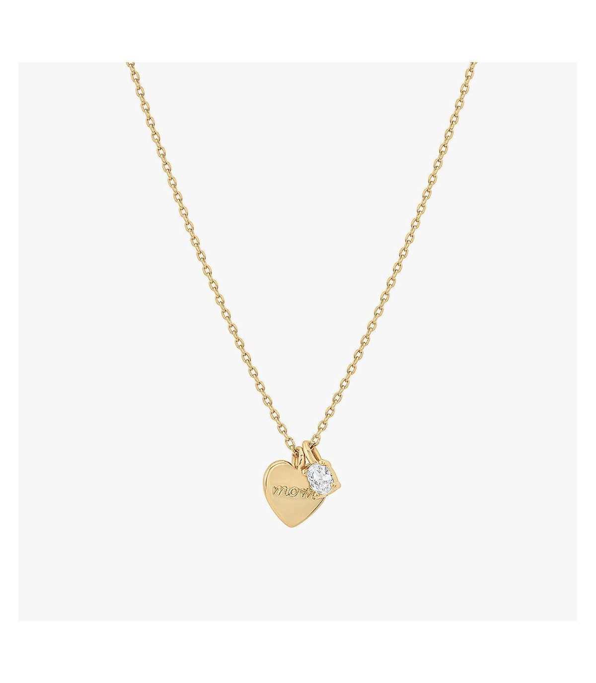 Click here for Mom Heart Necklace with Charm - Yellow gold prices