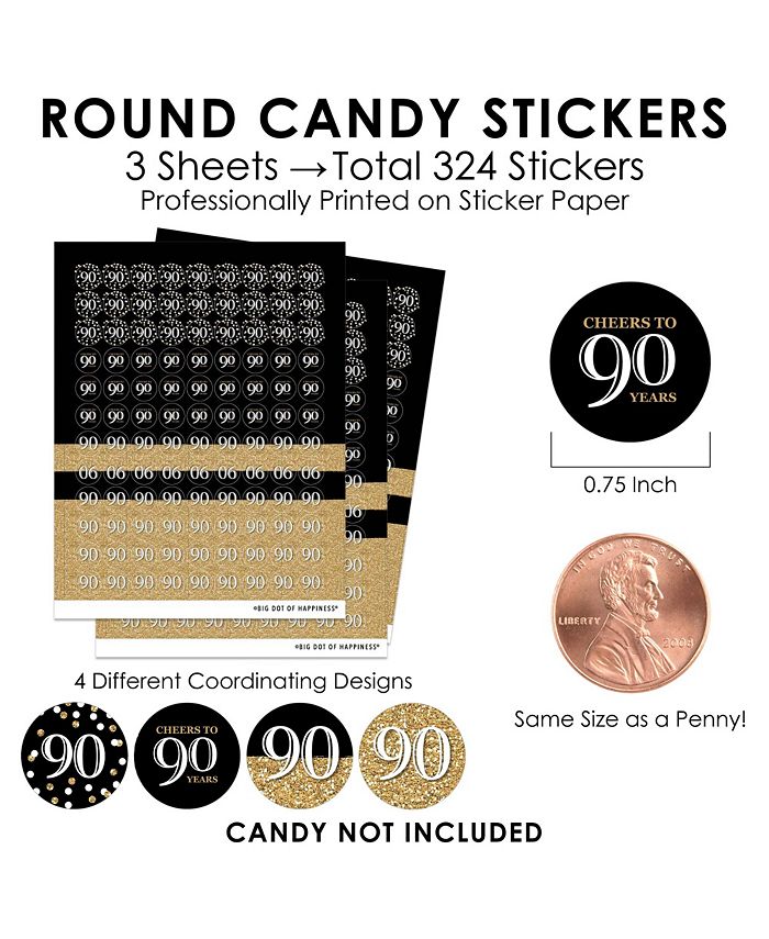 Big Dot of Happiness Adult 90th Birthday Gold Small Round Candy ...
