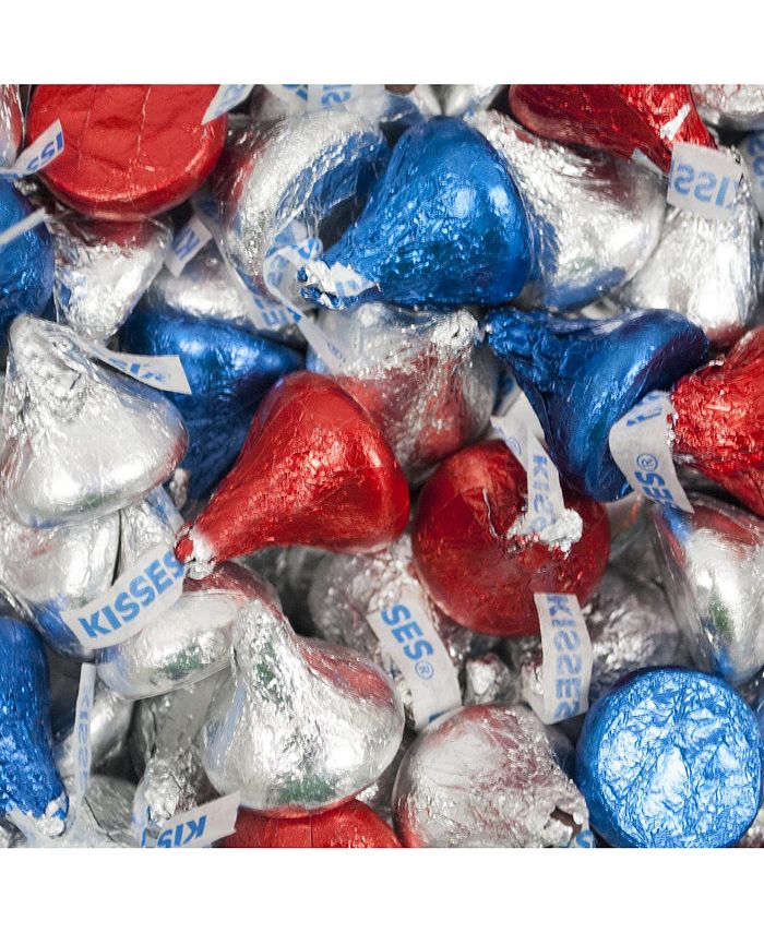 Just Candy 25 lbs Patriotic Candy Hershey's Kisses Chocolate with Red, Blue, & Silver Foil ...