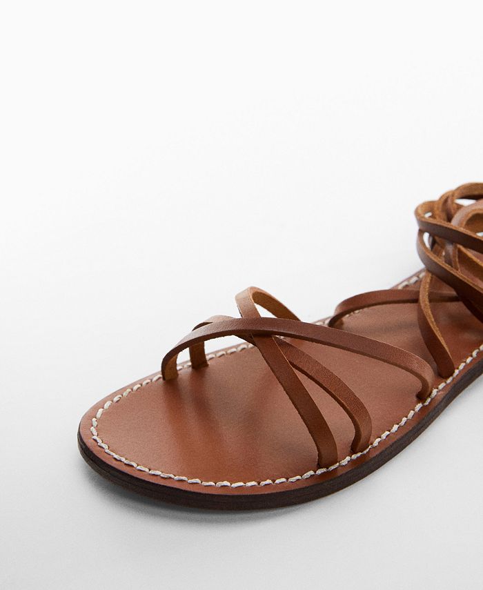 MANGO Women's Leather Straps Sandals - Macy's