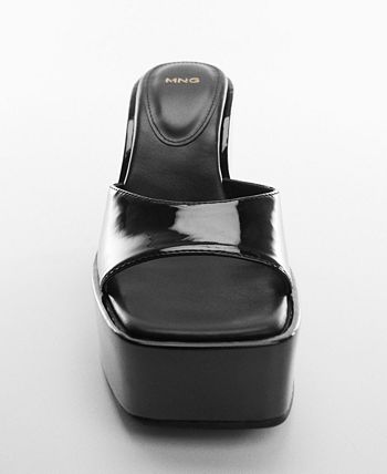 MANGO Women's Patent Leather Effect Platform Sandals - Macy's