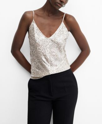 MANGO Women's Sequined Strap Top - Macy's