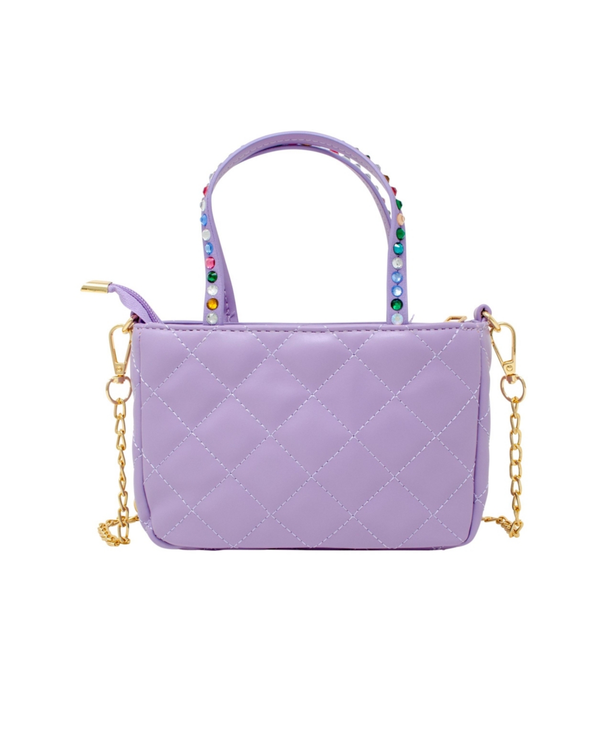 Click here for Girls Purple Quilted Rhinestone Tote Bag - Purple prices