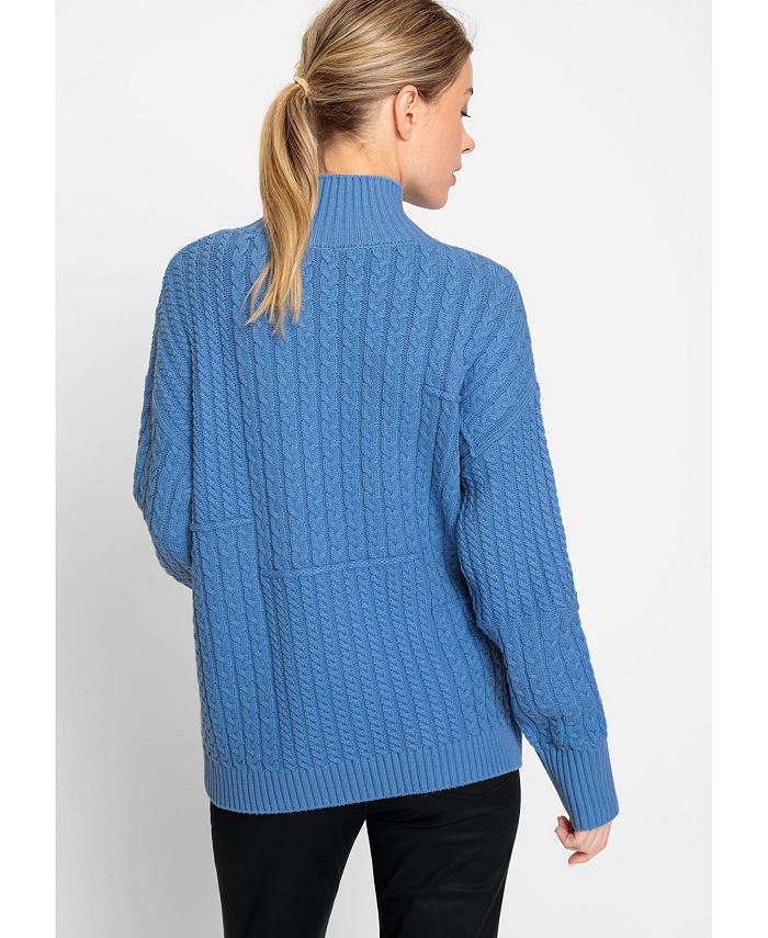 Olsen Women's Long Sleeve Cotton Blend Multi Cable Knit Sweater - Macy's