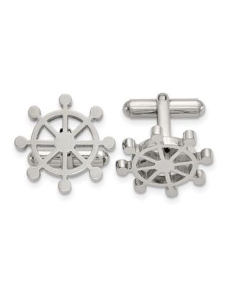 Chisel Stainless Steel Polished Ship's Wheel Cufflinks - Macy's