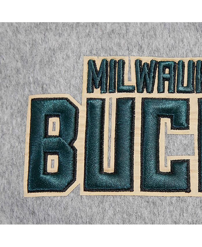 Pro Standard Men's Heather Gray Milwaukee Bucks Crest Emblem Full-Snap ...