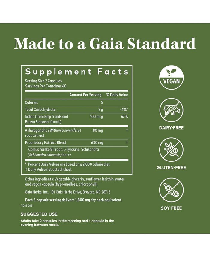 Gaia Herbs Thyroid Support - Made with Ashwagandha, Kelp, Brown Seaweed ...