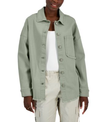 Celebrity Pink Juniors' Frayed Denim Shacket - Macy's