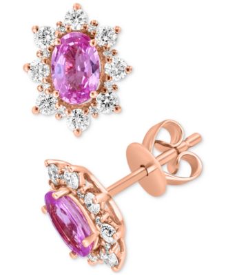 EFFY® Pink Sapphire (1-1/20 ct. t.w.) & Diamond (1/2 ct. t.w.) Halo ...