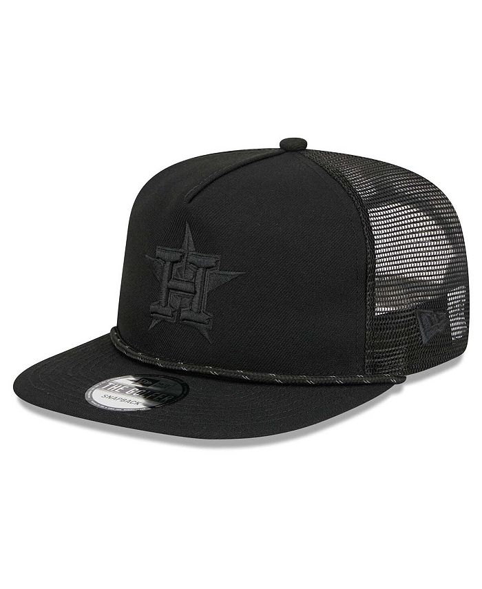 New Era Men's Houston Astros Black on Black Meshback Golfer Snapback Hat - Macy's