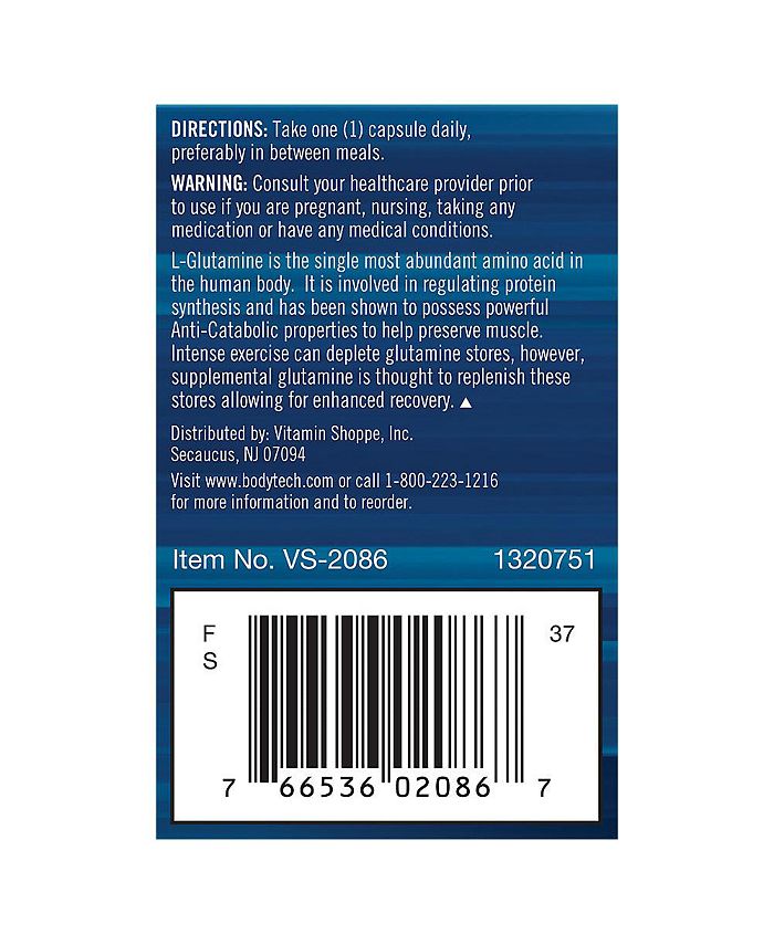 BodyTech Glutamine Anti-Catabolic Recovery Agent & Immune Support - 500 ...