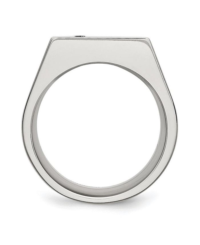 Chisel Stainless Steel Polished CZ Signet Ring - Macy's