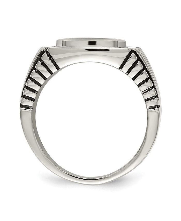 Chisel Stainless Steel Polished with CZ Signet Ring - Macy's