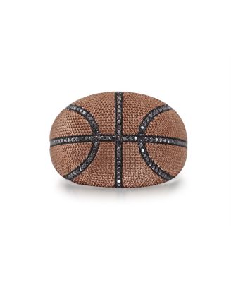 LuvMyJewelry Slam Dunk Basketball Design Sterling Silver Brown Rhodium ...