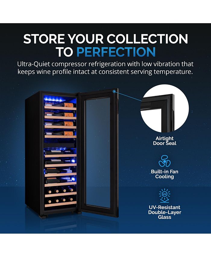 Newair Shadow Series Wine Cooler Refrigerator 56 Bottles Dual ...