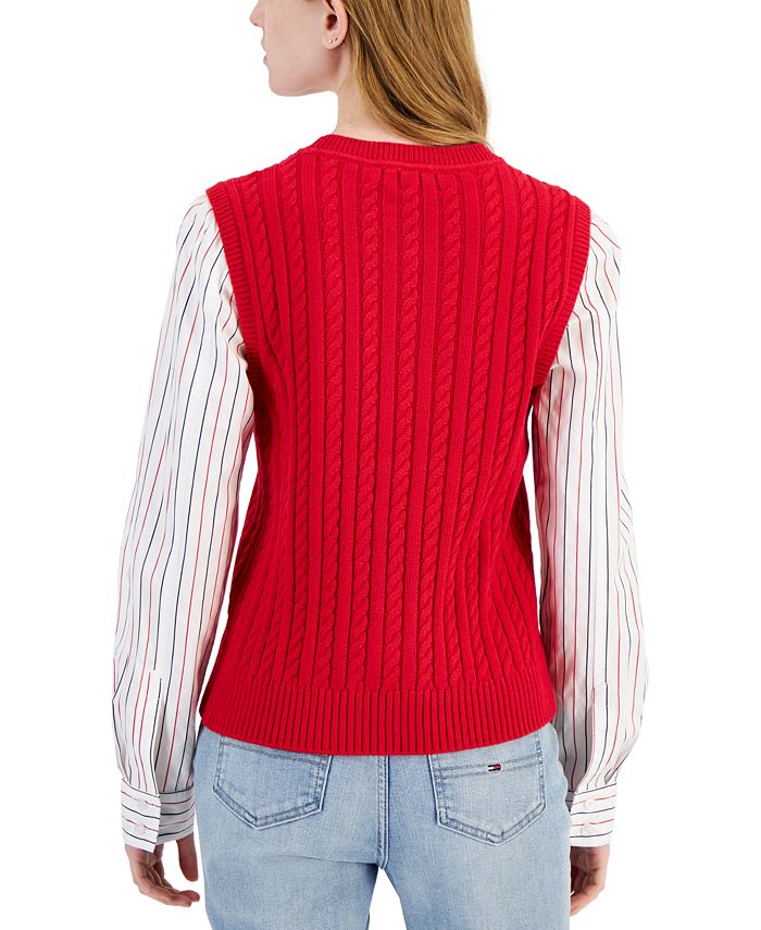 Tommy Hilfiger Women's Striped Layered-Look Sweater Vest - Macy's
