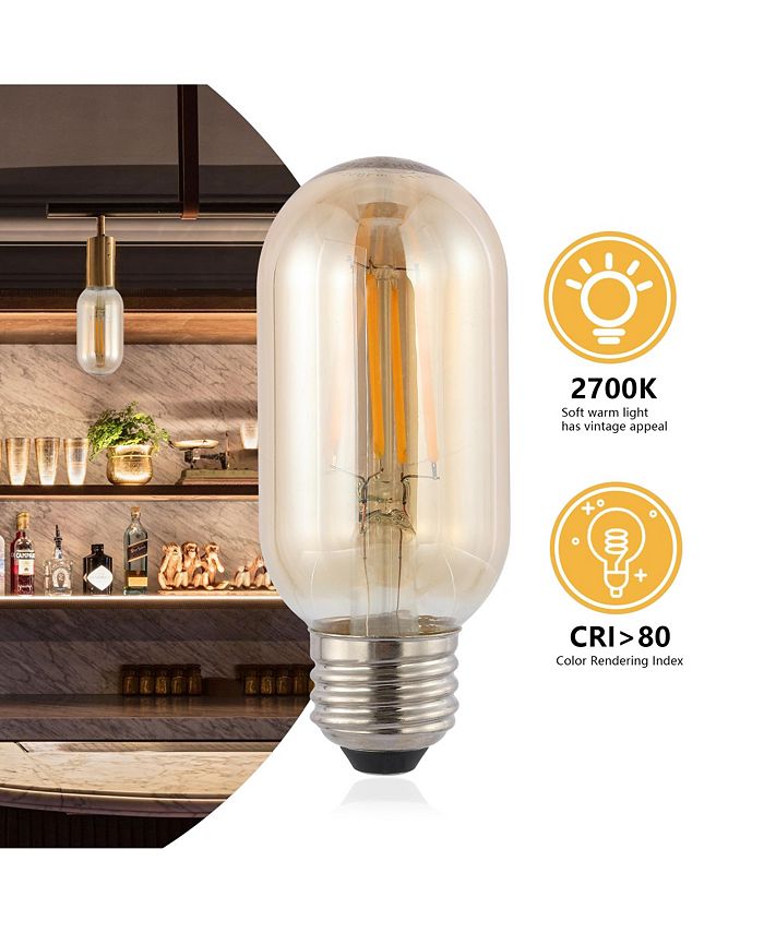 Jonathan Y Industrial Non-Dimmable T45 4-Watt LED Edison Glass Bulbs ...