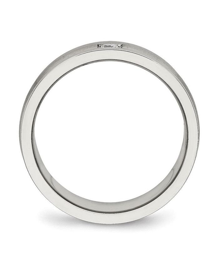 Chisel Stainless Steel Brushed CZ 7mm Grooved Band Ring - Macy's