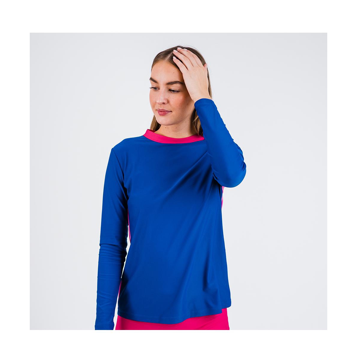 Click here for Calypsa Womens Back Zip Color Block Rash Guard - M... prices