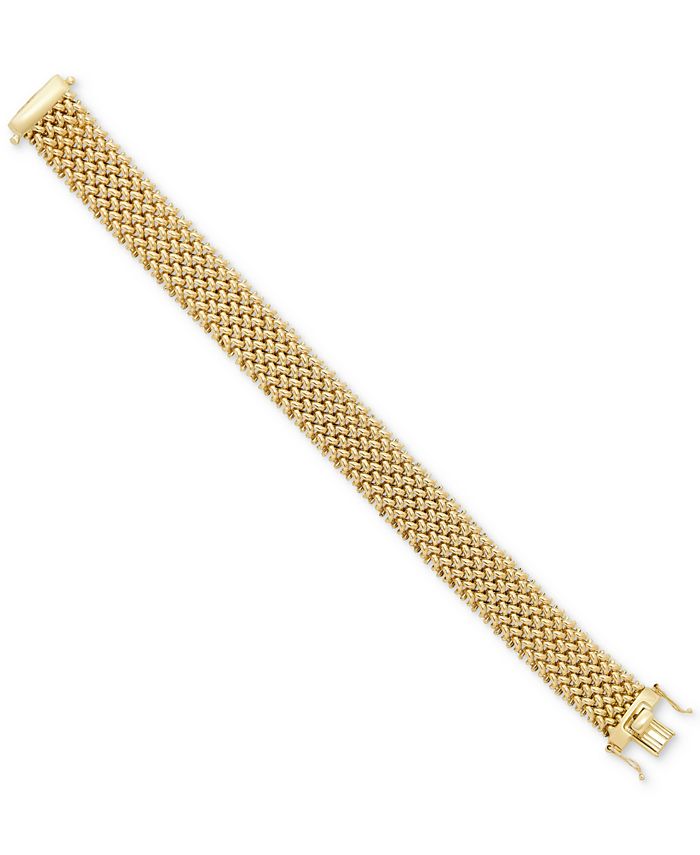 Macy's Polished Wide Woven Mesh Link Chain Bracelet in 18k Gold - Macy's