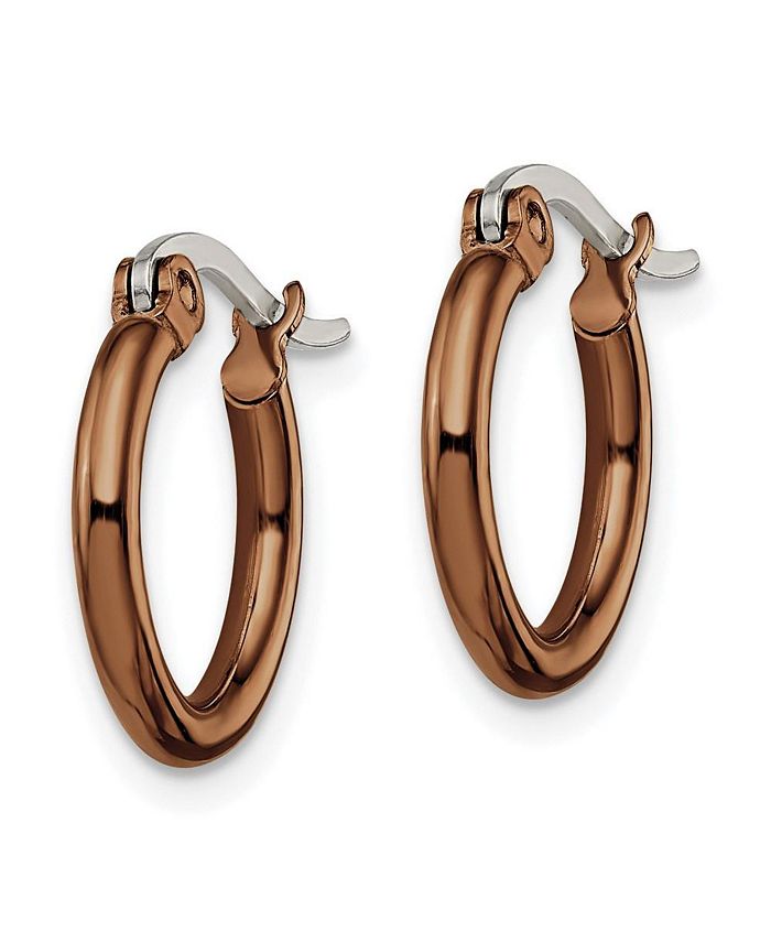 Chisel Stainless Steel Polished Brown plated Hoop Earrings - Macy's