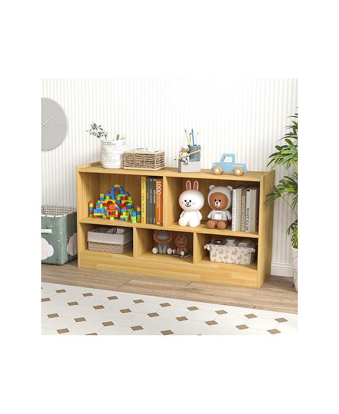 Slickblue 5 Cubbies Kids Toy Storage Organizer with 5 Sections-Yellow ...