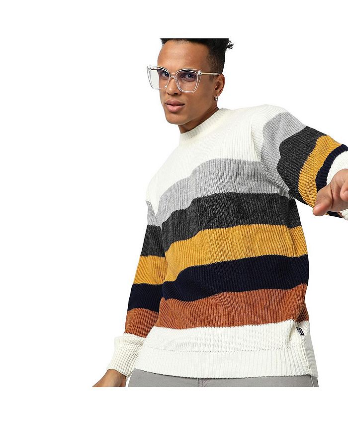 Campus Sutra Men's Multicolor Contrast Panel Pullover Sweater - Macy's