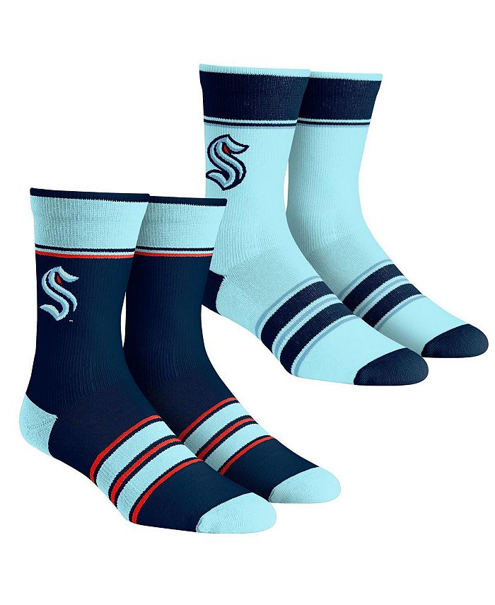 Rock 'Em Men's and Women's Socks Seattle Kraken Multi-Stripe 2-Pack ...