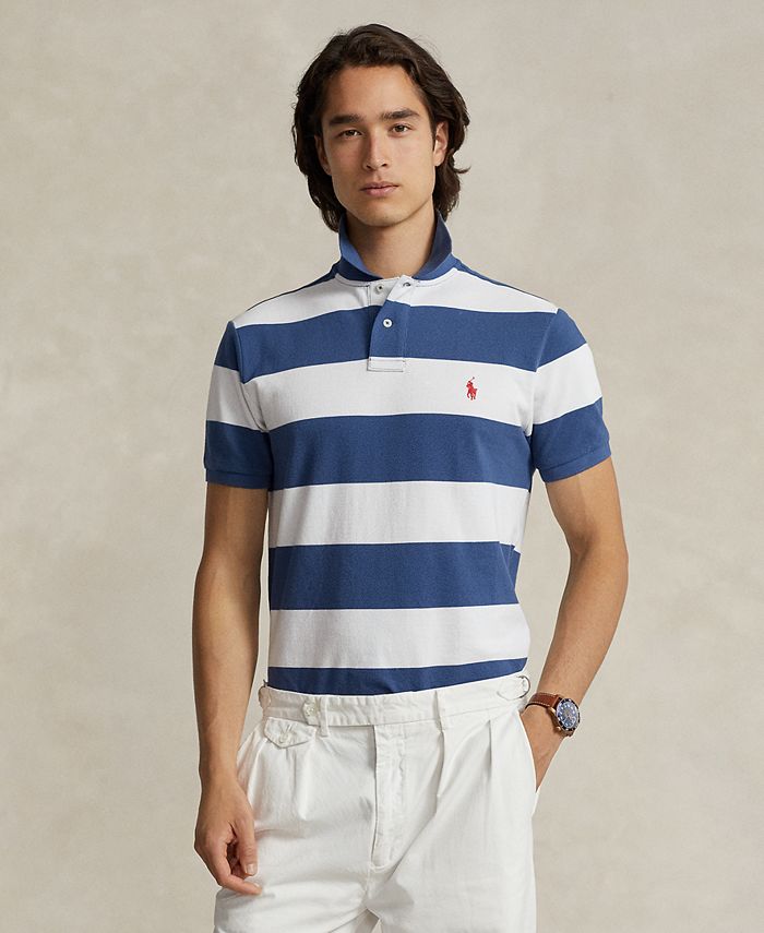 Polo Ralph Lauren Men's Classic-Fit Striped Mesh Polo Shirt - Macy's