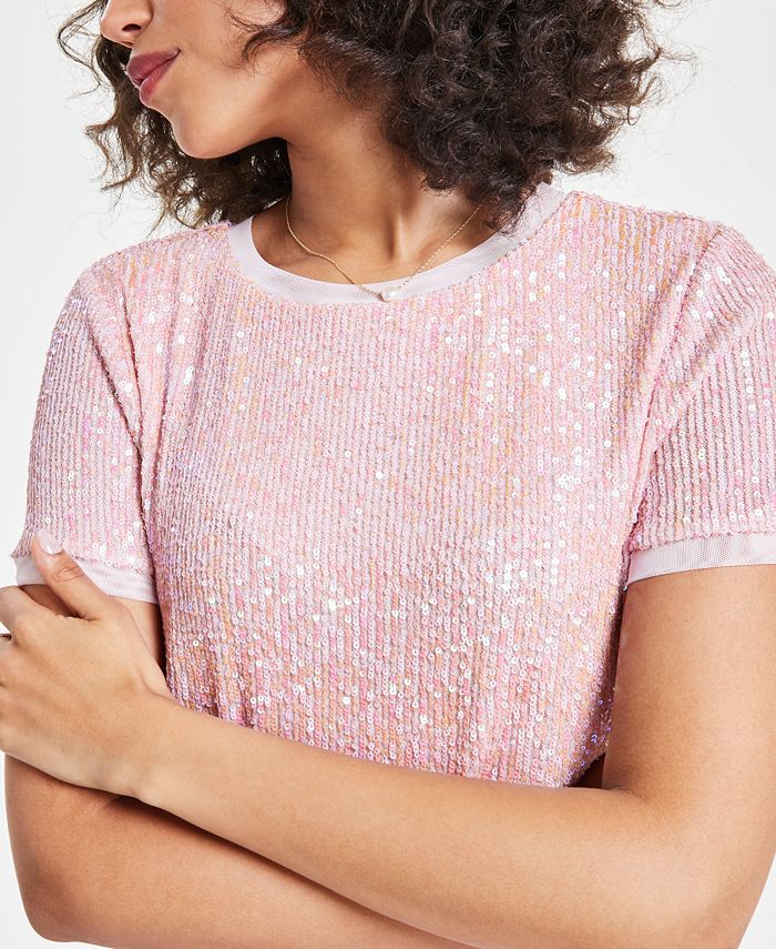 Anne Klein Women's Sequined T-Shirt - Macy's