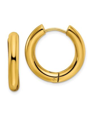 Chisel Stainless Steel Polished Yellow plated Hinged Hoop Earrings - Macy's