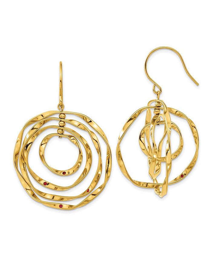 Chisel Stainless Steel Yellow plated Red Crystal Wavy Dangle Earrings ...