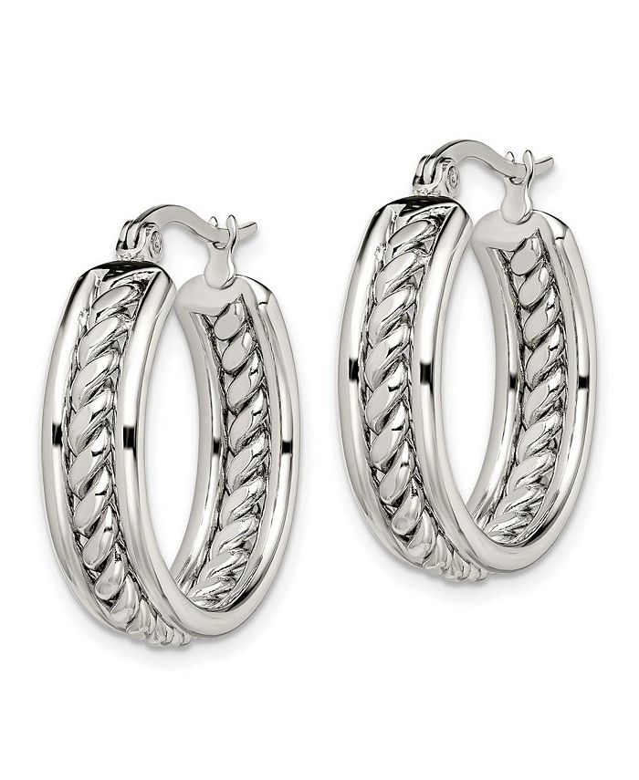 Chisel Stainless Steel Polished Twisted Middle Hoop Earrings - Macy's
