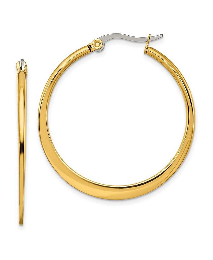 Chisel Stainless Steel Polished Yellow plated Tapered Hoop Earrings ...