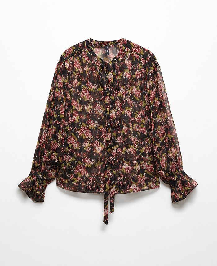 MANGO Women's Bow Printed Blouse - Macy's