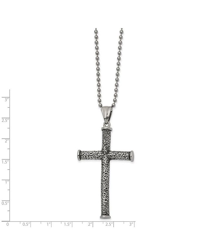 Chisel Antiqued Polished Cross Pendant on a Ball Chain Necklace - Macy's