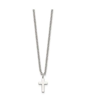 Chisel Polished 11mm Cross Pendant on a 18 inch Cable Chain Necklace ...